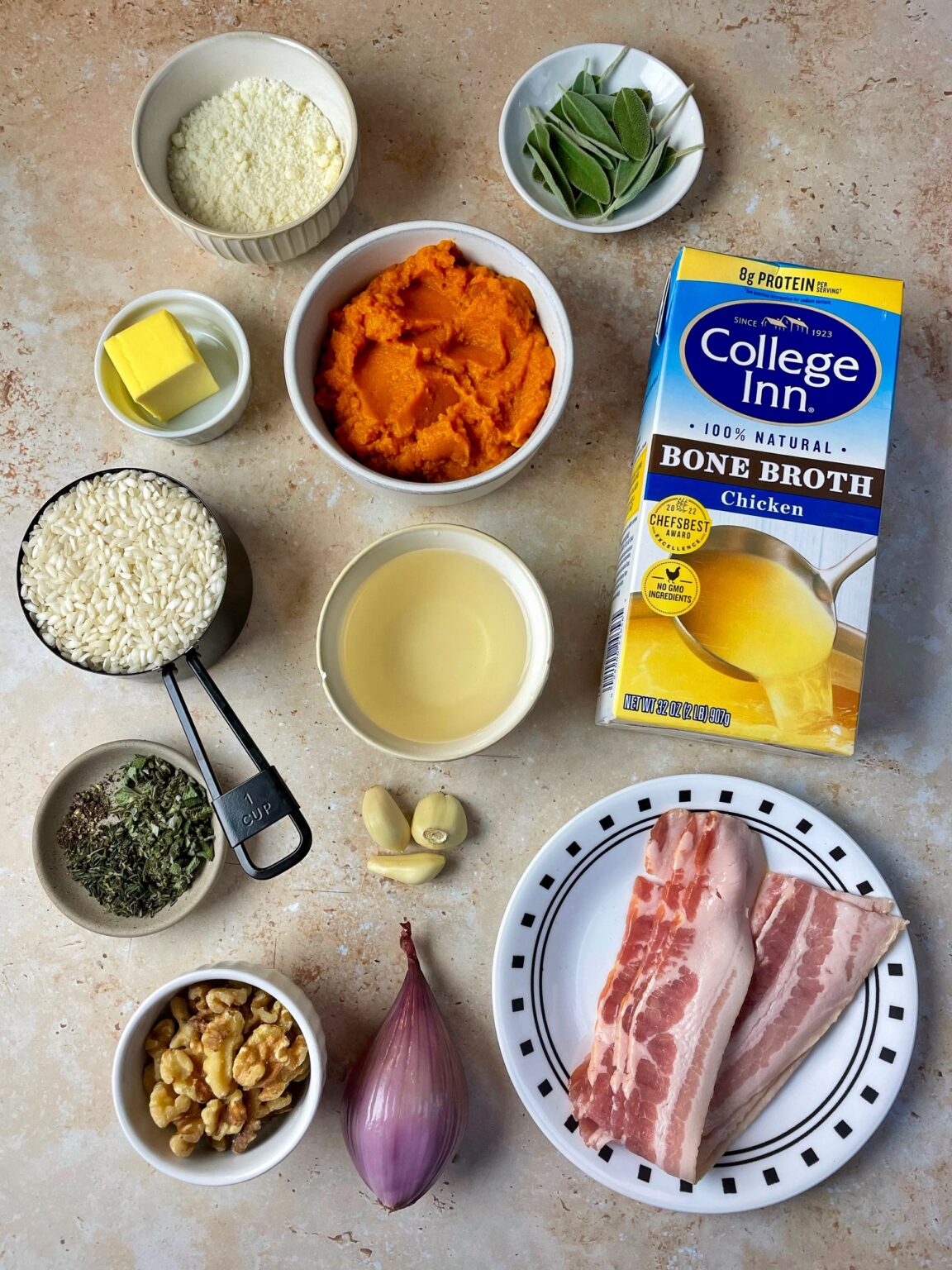 Pumpkin Risotto with Bacon Walnut Topping - thechowdown